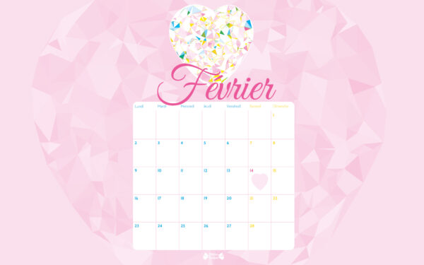 Calendrier Février 2015 - Je veux du rose ! - Papier Bonbon