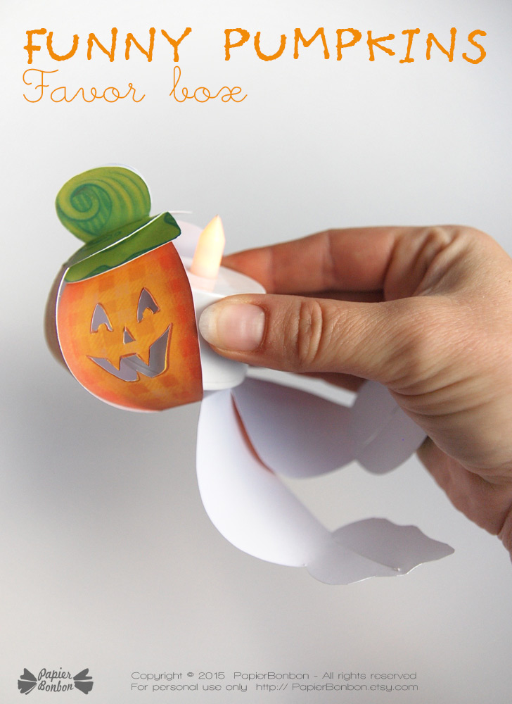 Halloween pumpkin favor boxes printable - Papier Bonbon