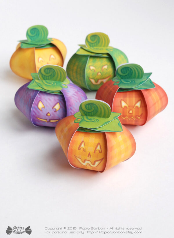 Halloween pumpkin favor boxes printable - Papier Bonbon