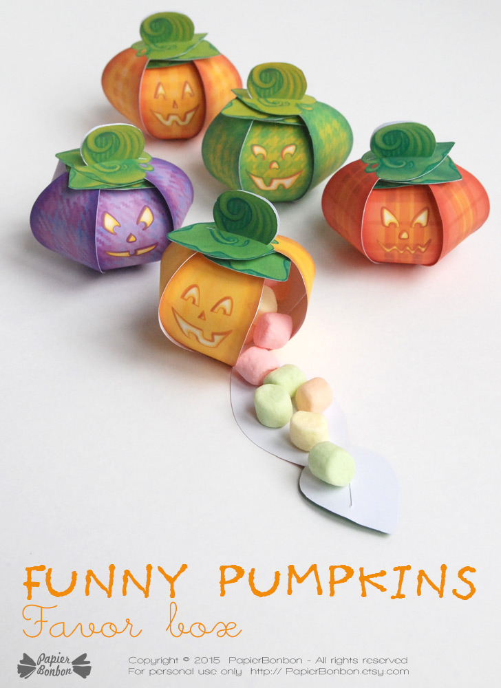 Halloween pumpkin favor boxes printable - Papier Bonbon
