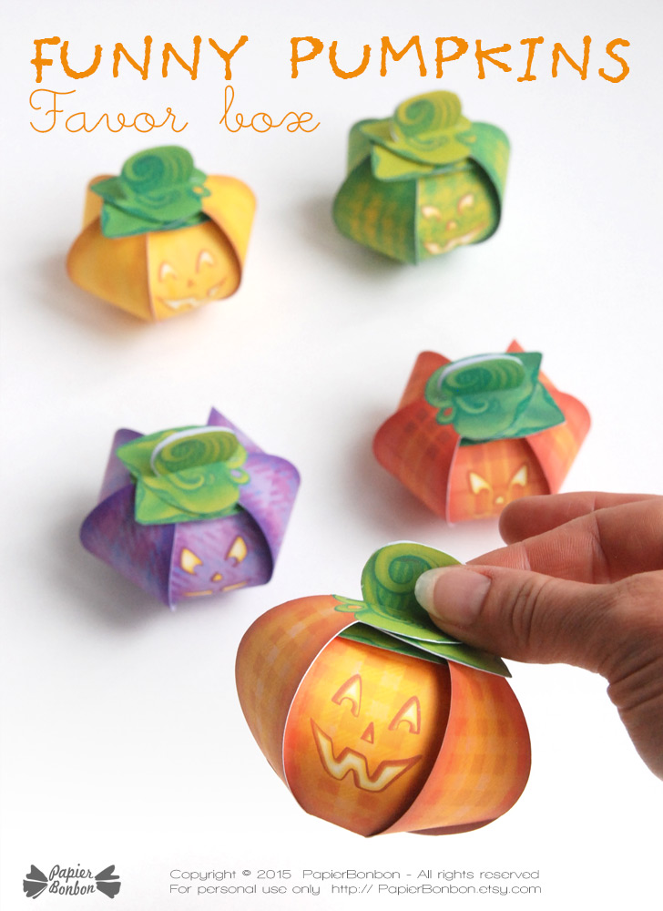Halloween pumpkin favor boxes printable - Papier Bonbon