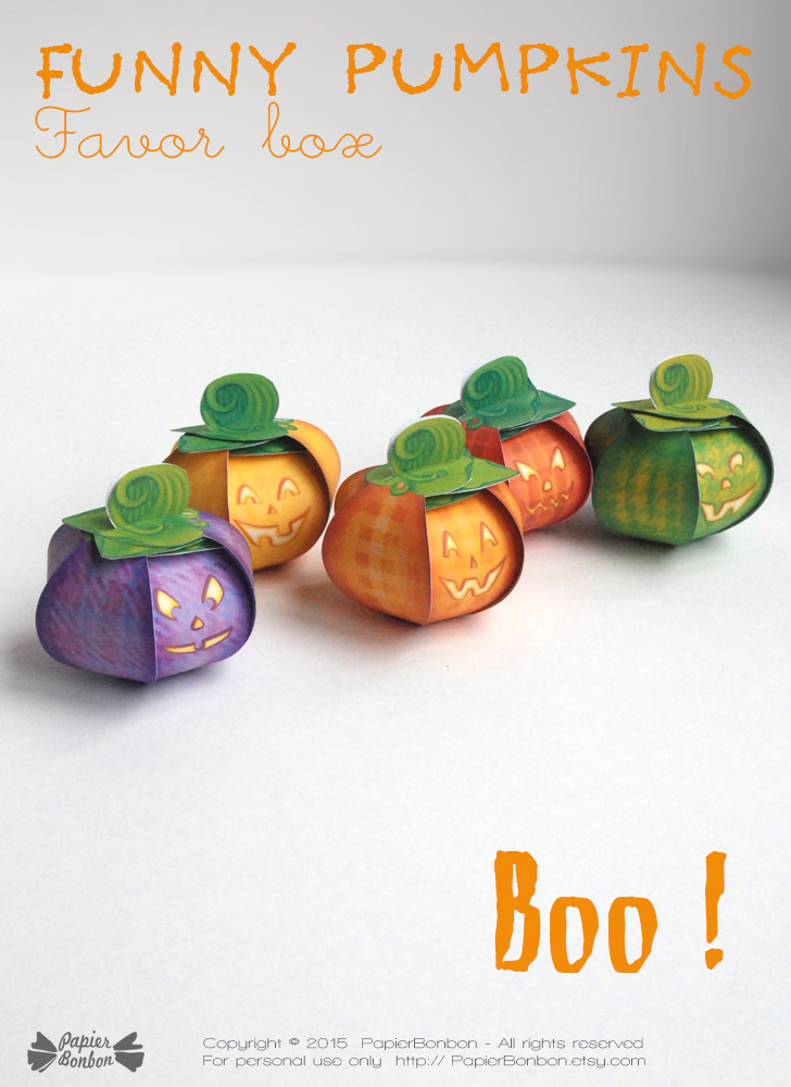 Halloween pumpkin favor boxes printable - Papier Bonbon