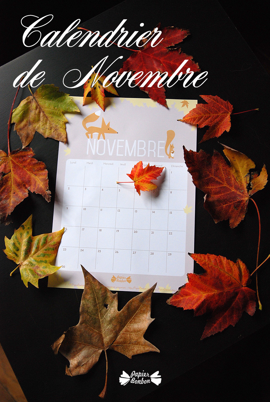 Calendrier de Novembre - Printable - Papier Bonbon
