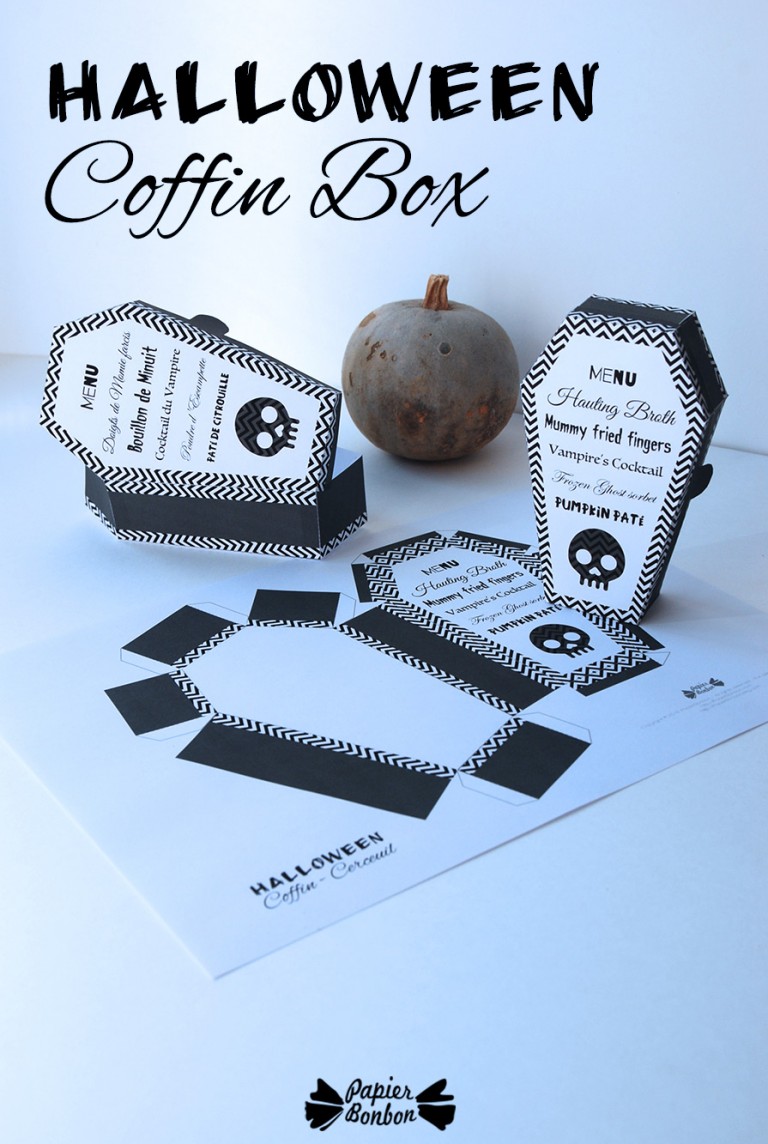 Halloween coffin favor box - printable - Papier Bonbon
