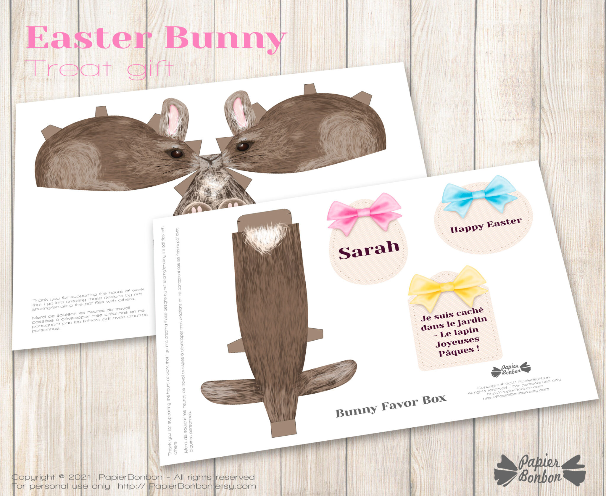 Easter bunny box - Paper DIY - Papier Bonbon
