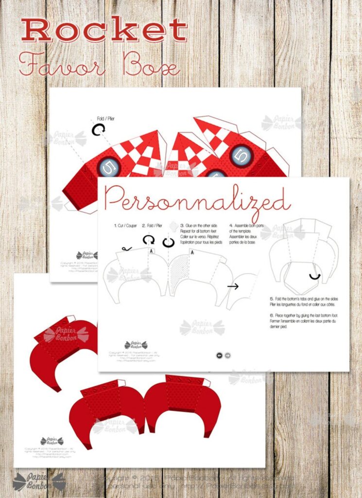 Boîte fusée rouge personnalisée - Papier Bonbon