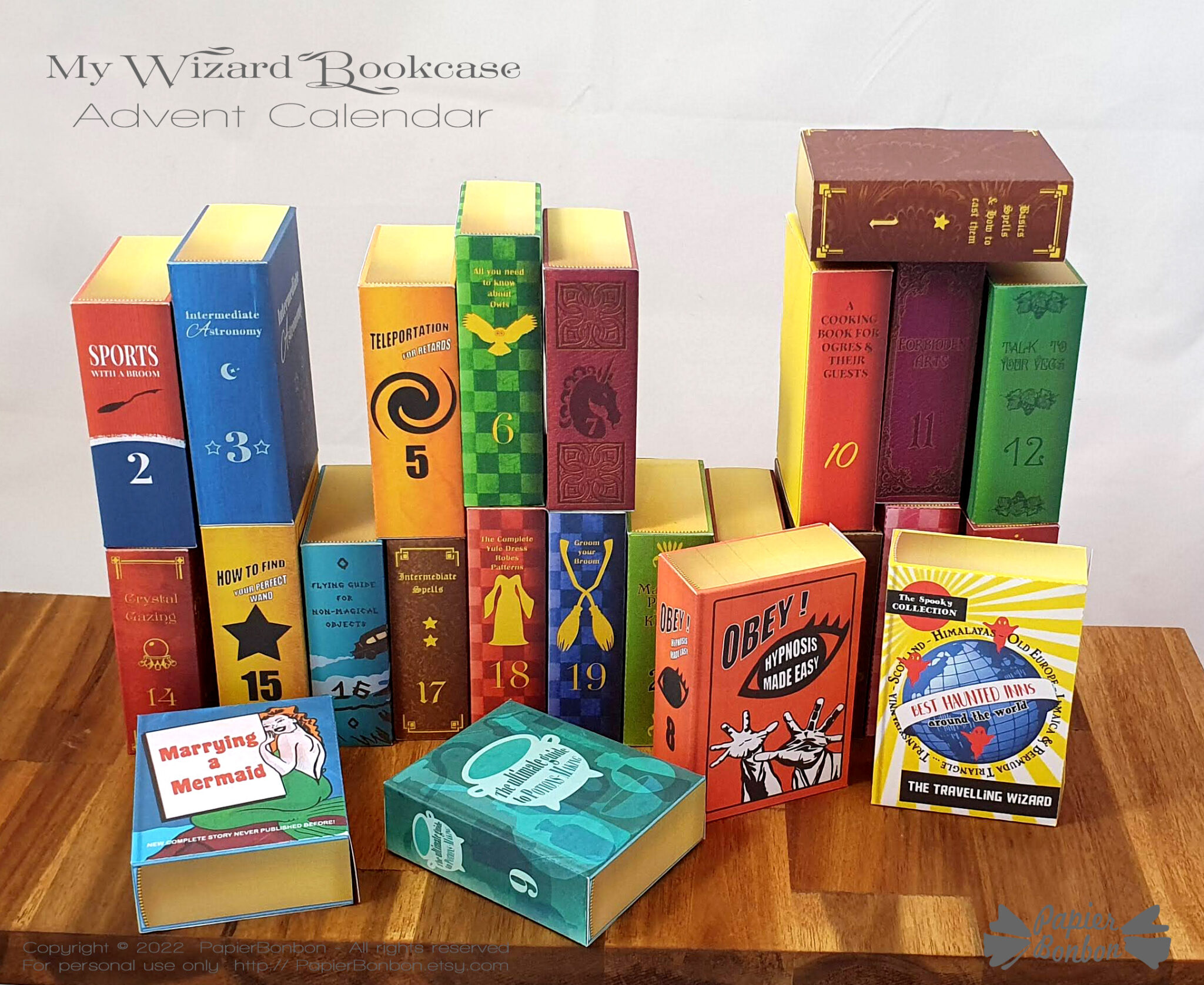 Wizard books Advent calendar "My wizard Bookcase" - Papier Bonbon