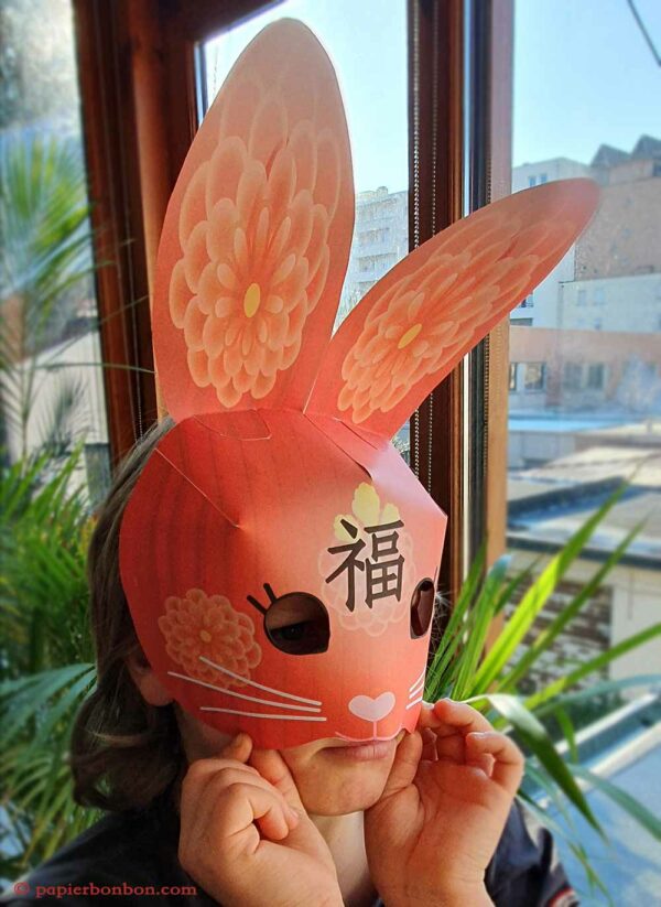 Printable rabbit mask for Chinese New Year - Papier Bonbon