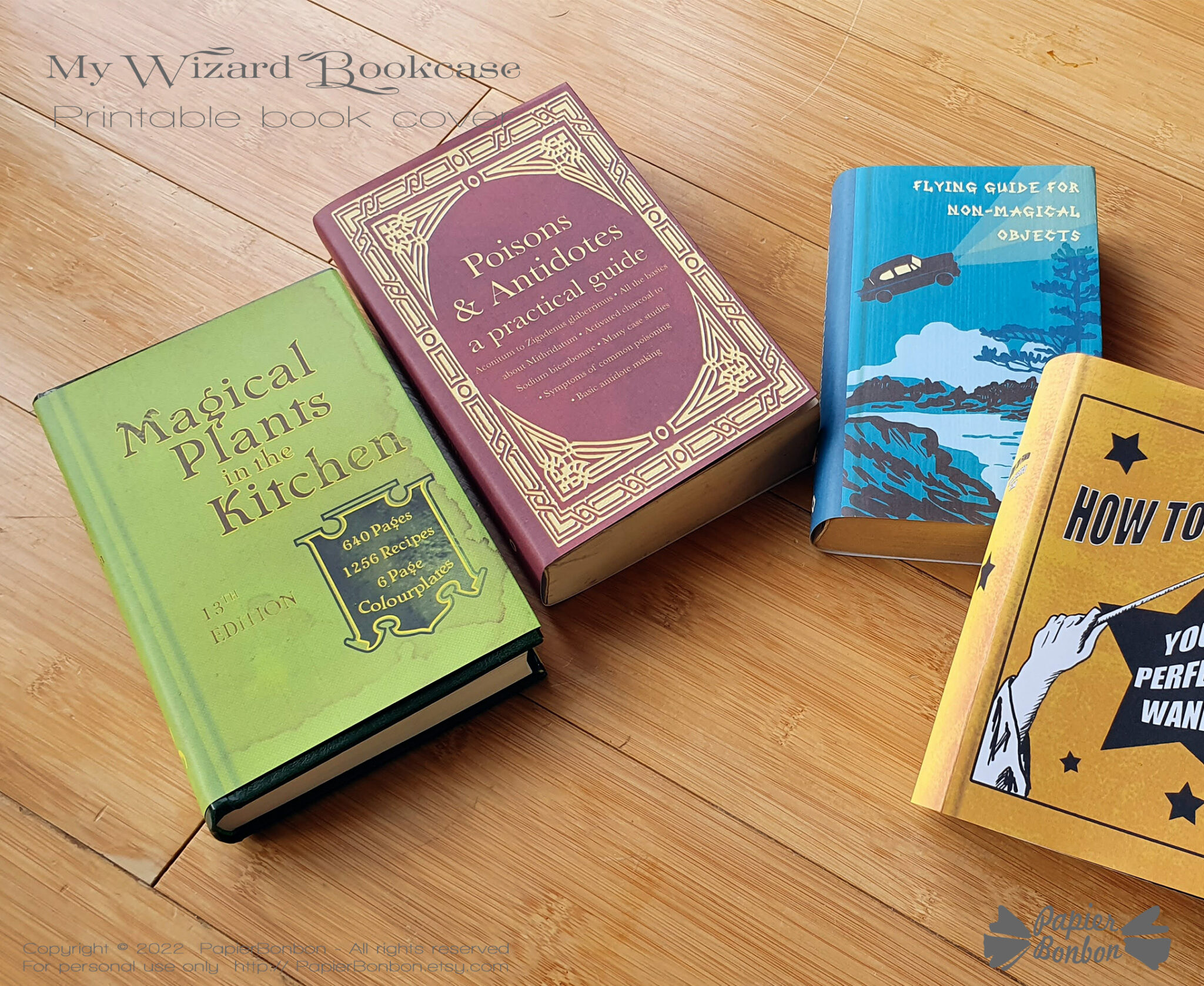 Printable Wizard Book Cover - Papier Bonbon