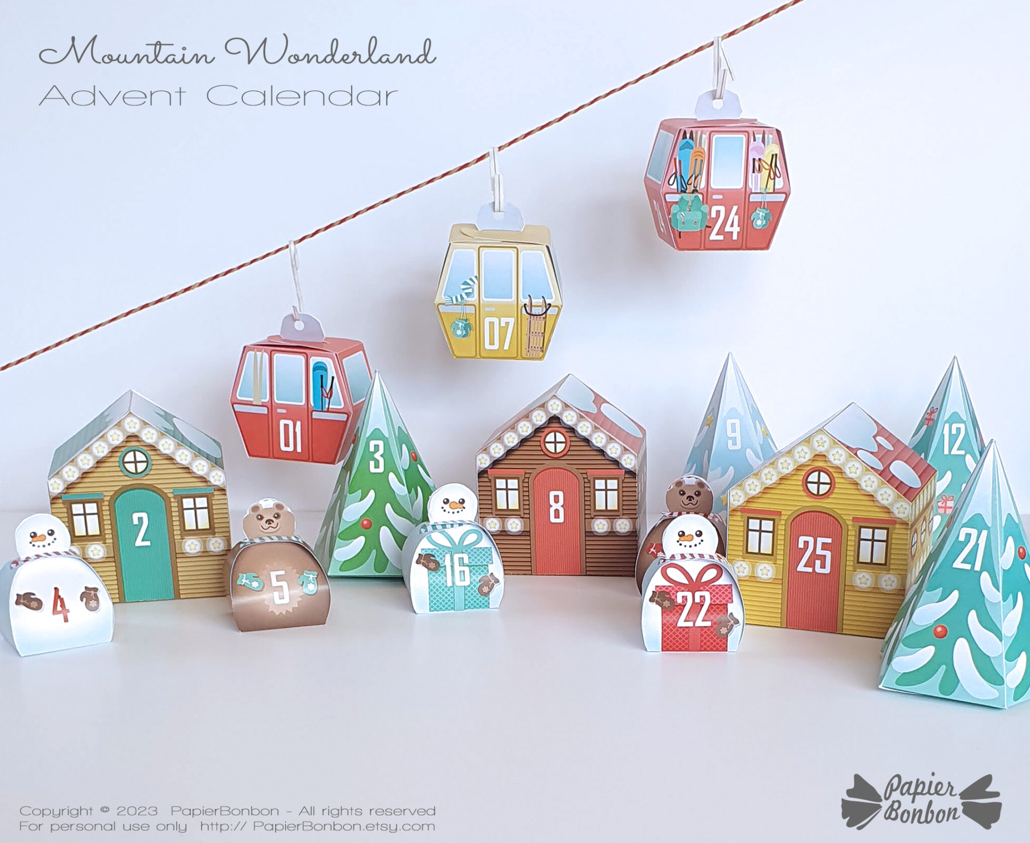 Mountain Wonderland Ski Advent Calendar - Papier Bonbon
