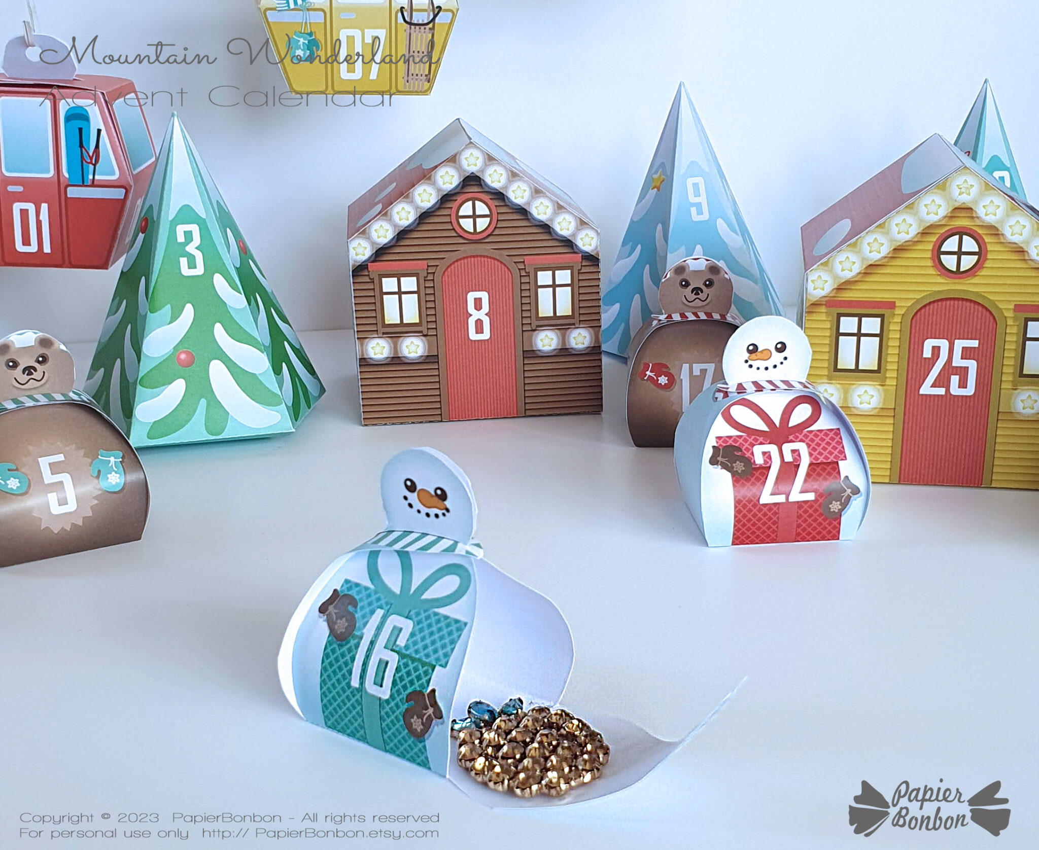 Mountain Wonderland Ski Advent Calendar - Papier Bonbon
